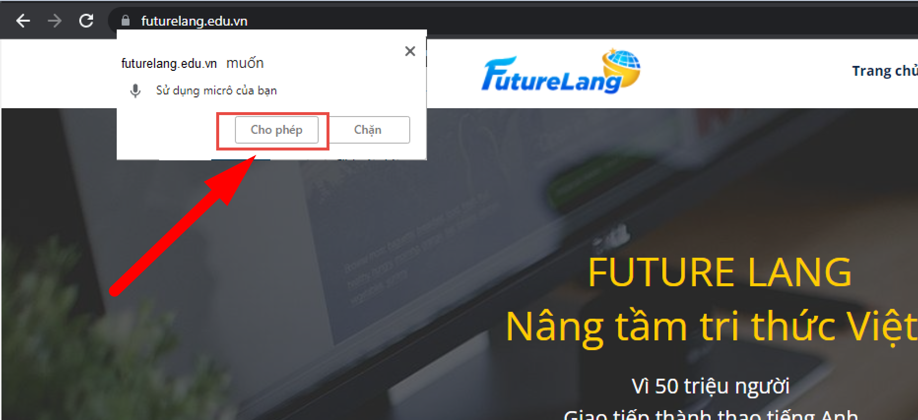Hướng dẫn Bật Micro bài nói FutureLang